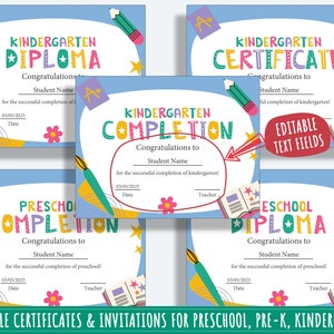Preschool Certificate End of the Year, Editable Preschool Certificates ...