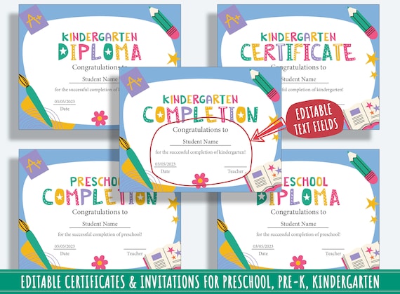 Certificados De Reconocimiento Preescolar Imprimibles