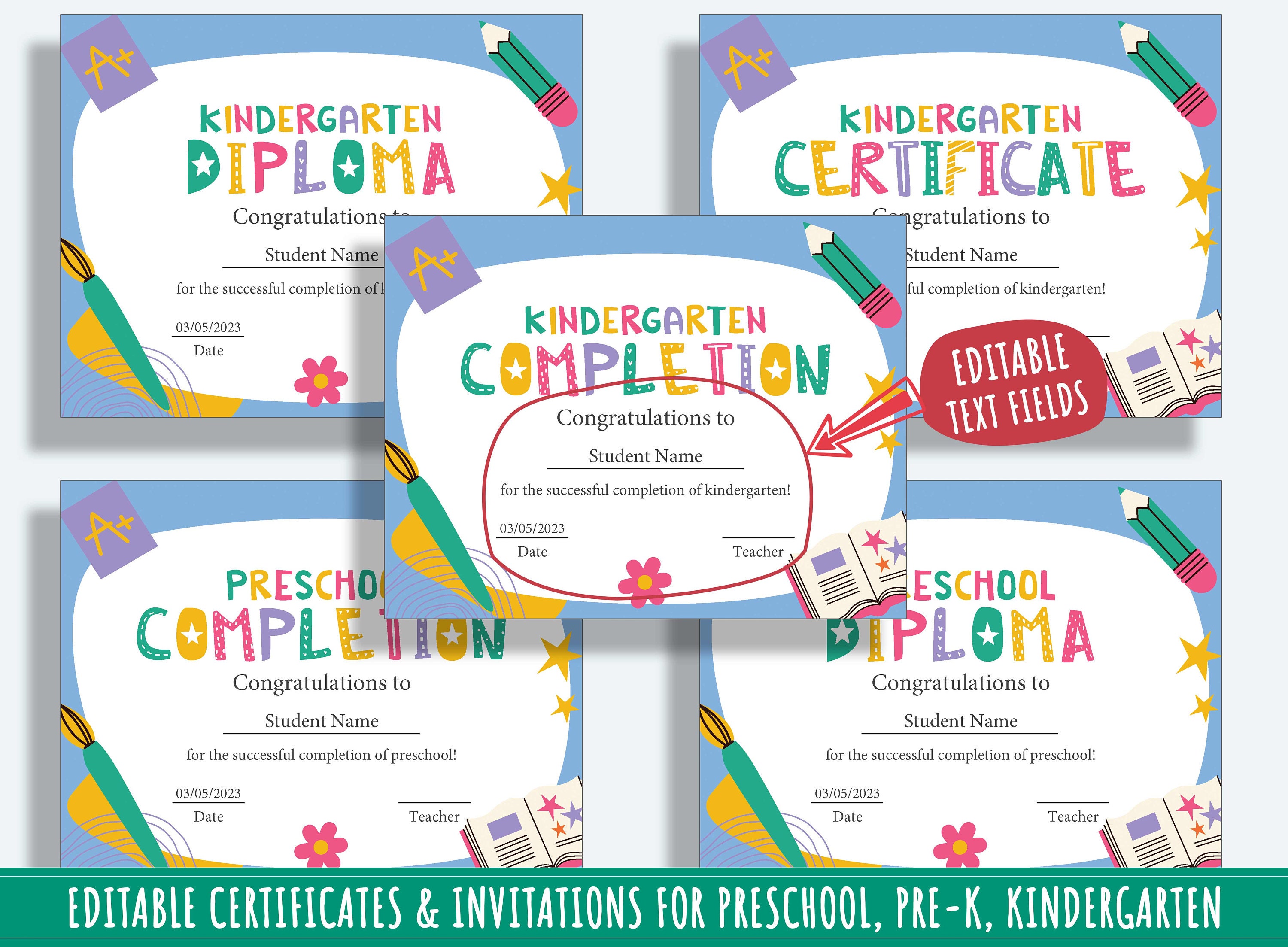 Preschool Certificate End of the Year, Editable Preschool Certificates ...
