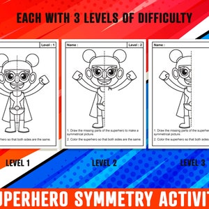 Superhero Symmetry Worksheet, Superhero Theme Lines of Symmetry ...