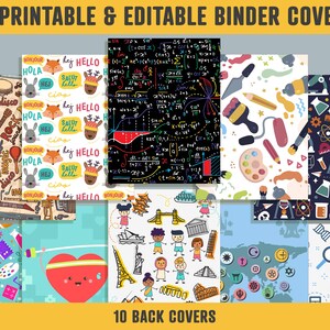 Subject Binder Covers, 10 Printable & Editable Binder Covers+spines ...