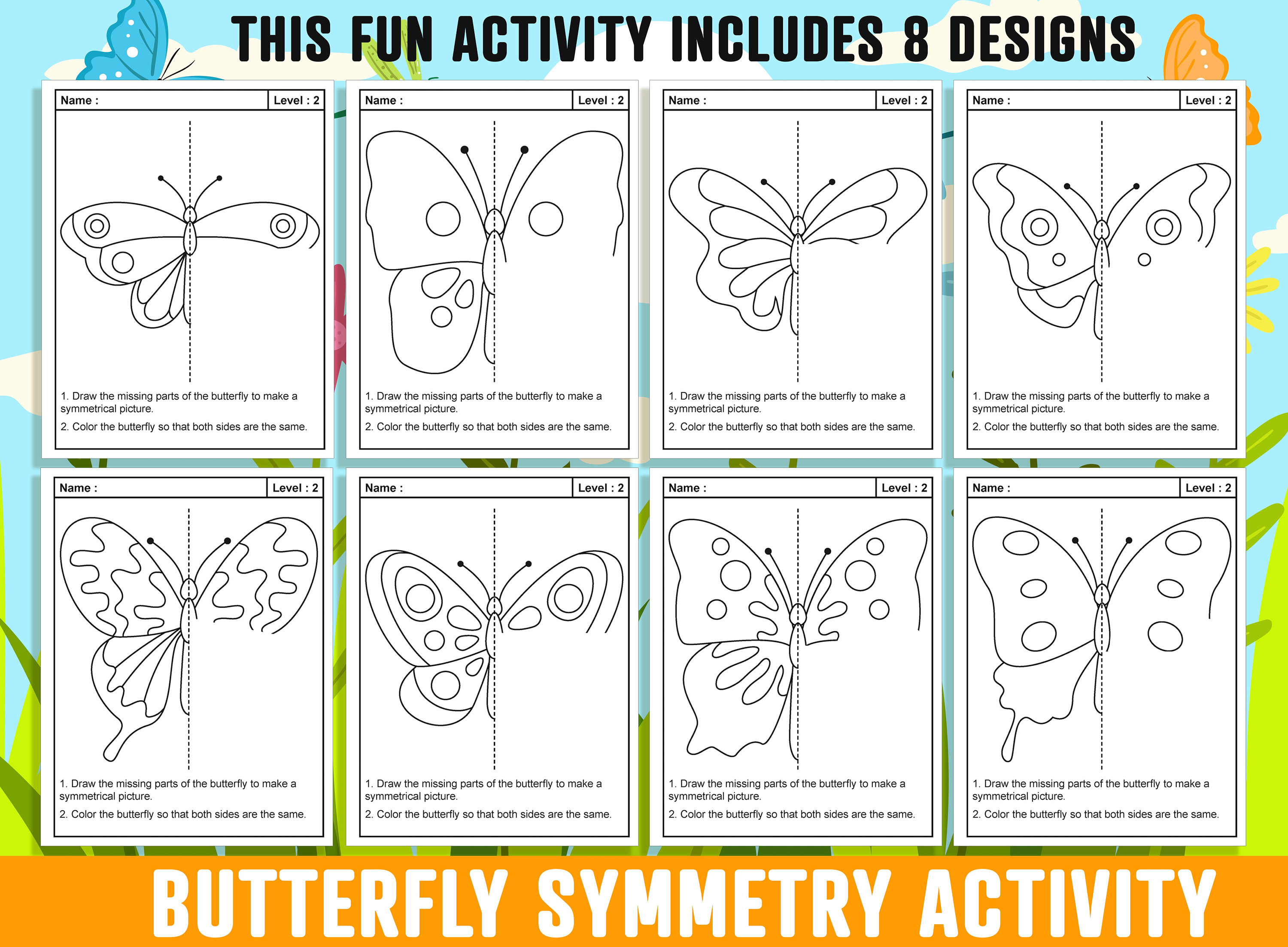 Butterfly Symmetry Art, Spring/summer Butterfly Theme Lines of Symmetry ...