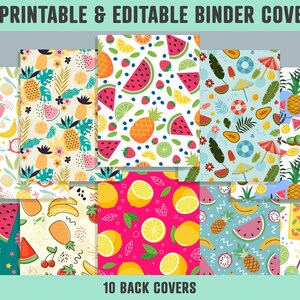 Summer Fruits and Berries Binder Cover, 10 Printable & Editable Covers ...