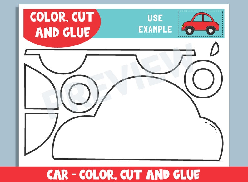 Car Craft Activity - Color, Cut, and Glue for Prek to 2nd Grade, PDF ...