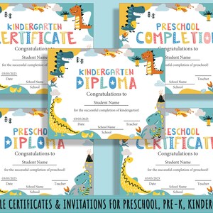 Editable Preschool Diplomas, Certificates, and Graduation Invitations ...