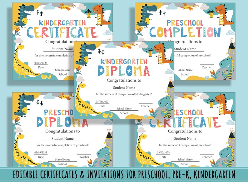 Editable Preschool Diplomas Certificates and Graduation - Etsy