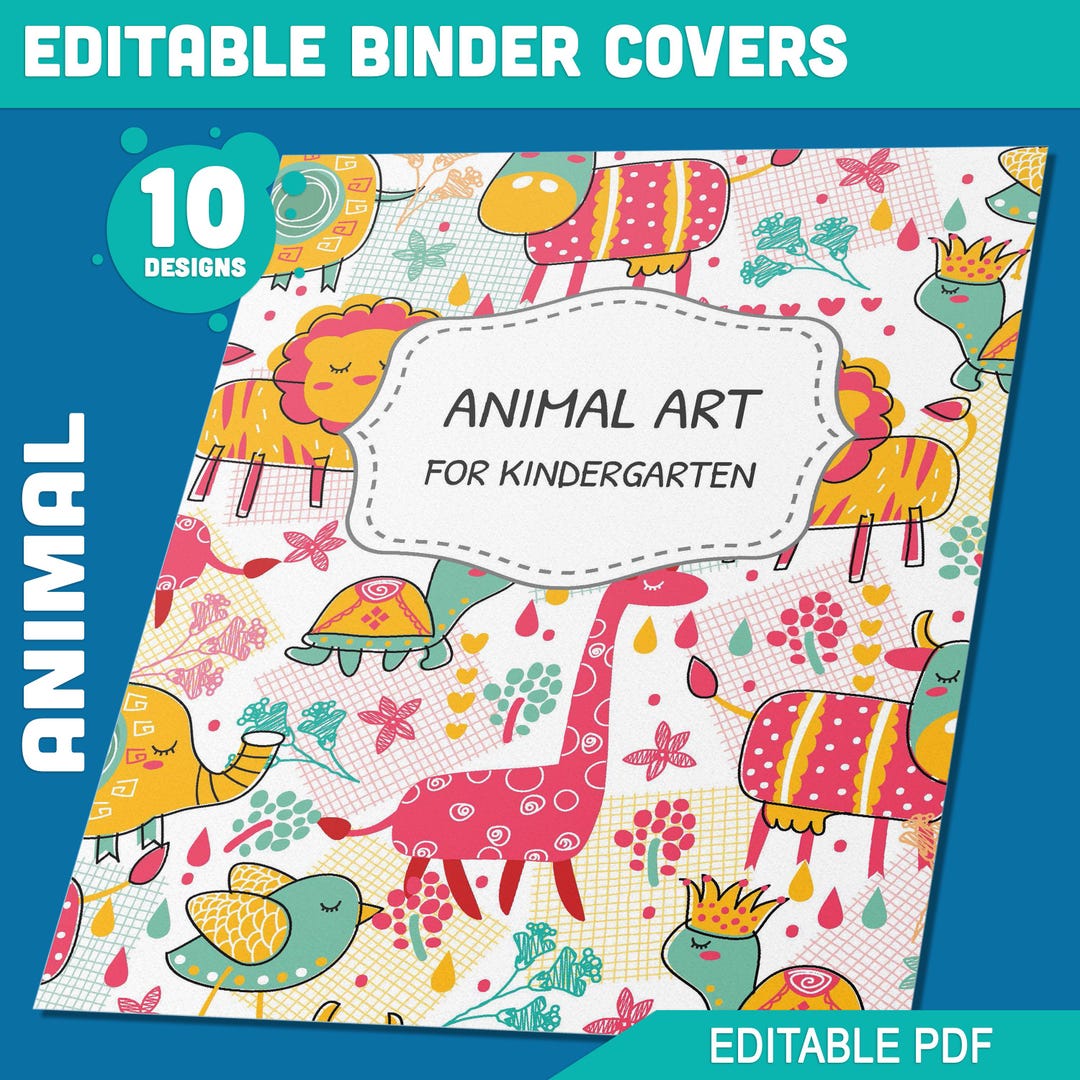 Animal Planner Covers, 10 Editable Binder Covers and Spines, Binder ...