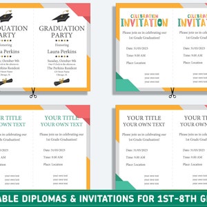 Editable 7th Grade Certificate, 1st to 8th Grade Diploma, Certificate ...