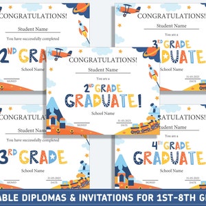 Editable 1st Grade Awards, 1st to 8th Grade Diploma, Certificate of ...