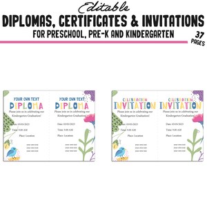 Preschool, Pre K, Kindergarten Graduation Certificates, Diplomas ...