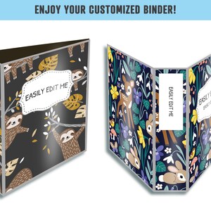Cute Animal and Forest Binder Cover, 10 Printable & Editable Binder ...