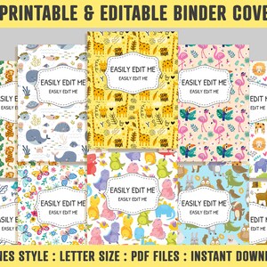 Binder Covers for School, 10 Printable & Editable Binder Covers+spines ...