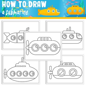 Learn How to Draw a Submarine for Kids: Directed Drawing Step by Step ...