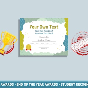 26 Editable Classroom Certificates - End of the Year Awards - Student ...