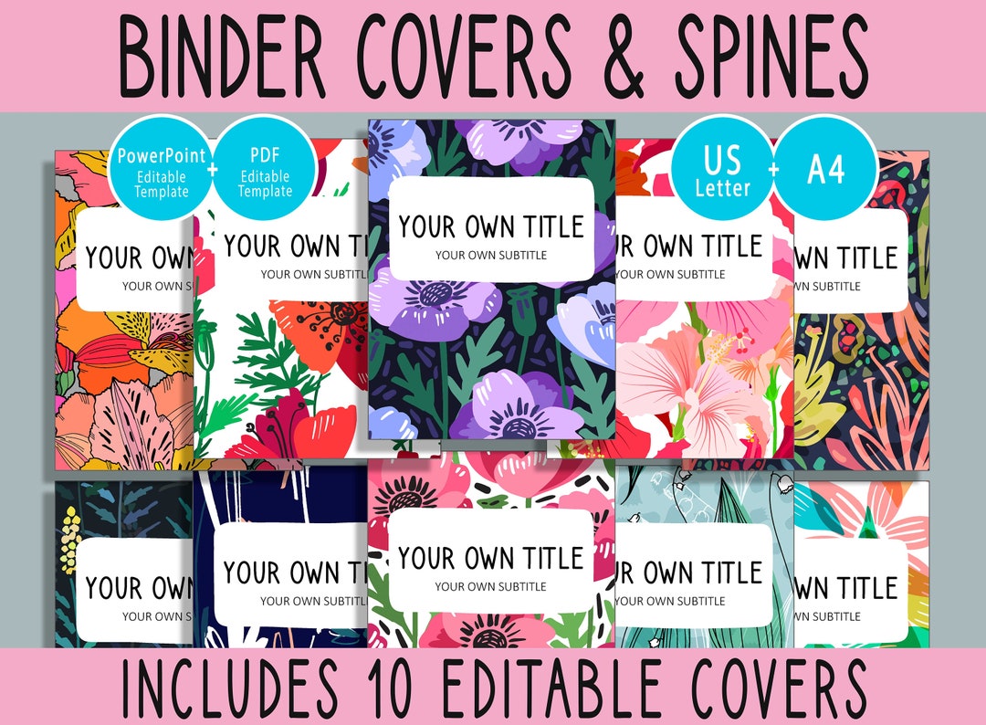 10 Editable Flower Pattern Binder Covers Includes 1 1.5 - Etsy
