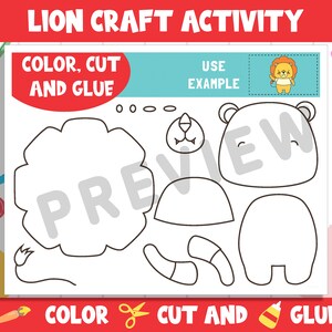 Cute Lion Craft Activity - Color, Cut, and Glue for Prek to 2nd Grade ...