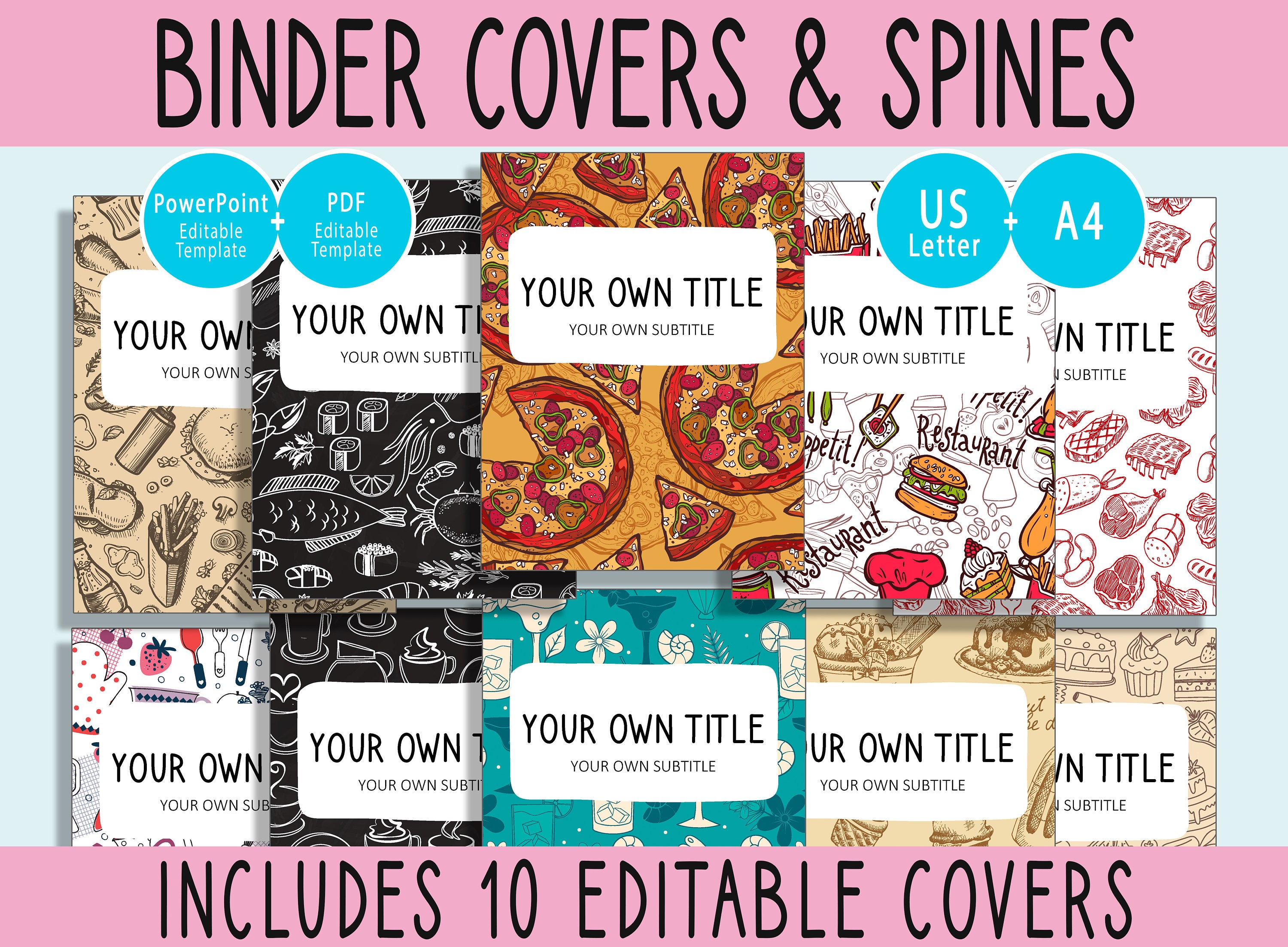 10 Editable Recipe Binder Covers Includes 1 1.5 - Etsy