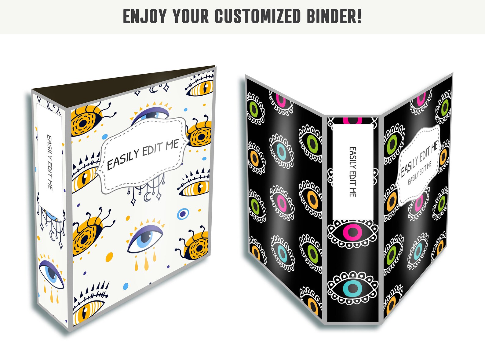 Eye Binder Cover Printable Editable, 10 Covers+spines, Binder Insert ...