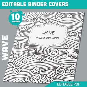 Abstract Wave Binder Cover, 10 Printable & Editable Binder Covers ...