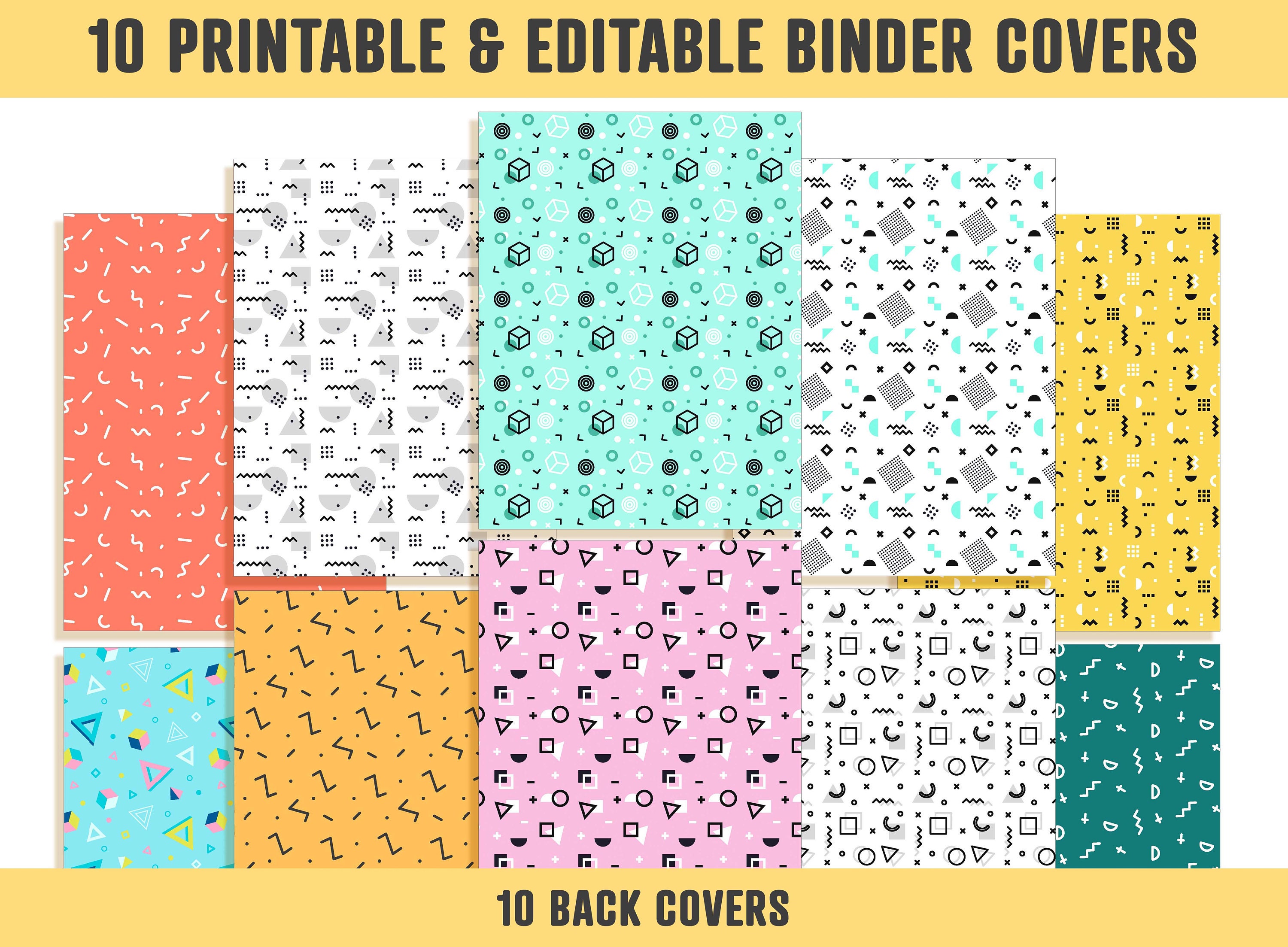 Binder Cover Printable 10 Editable Coversspines Teacher - Etsy