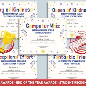 Editable Student of the Week Awards, End of School Year Awards, Student ...