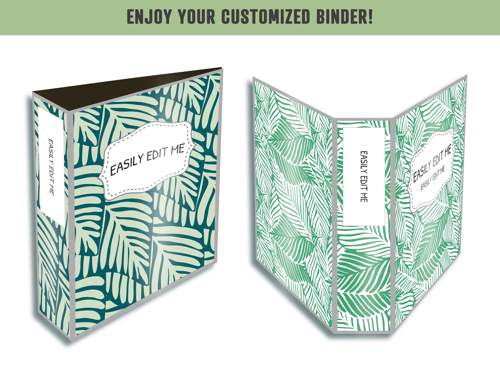 Tropical Leaves Binder Cover 10 Printable & Editable - Etsy