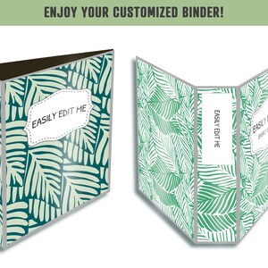 Tropical Leaves Binder Cover, 10 Printable & Editable Covers+spines ...