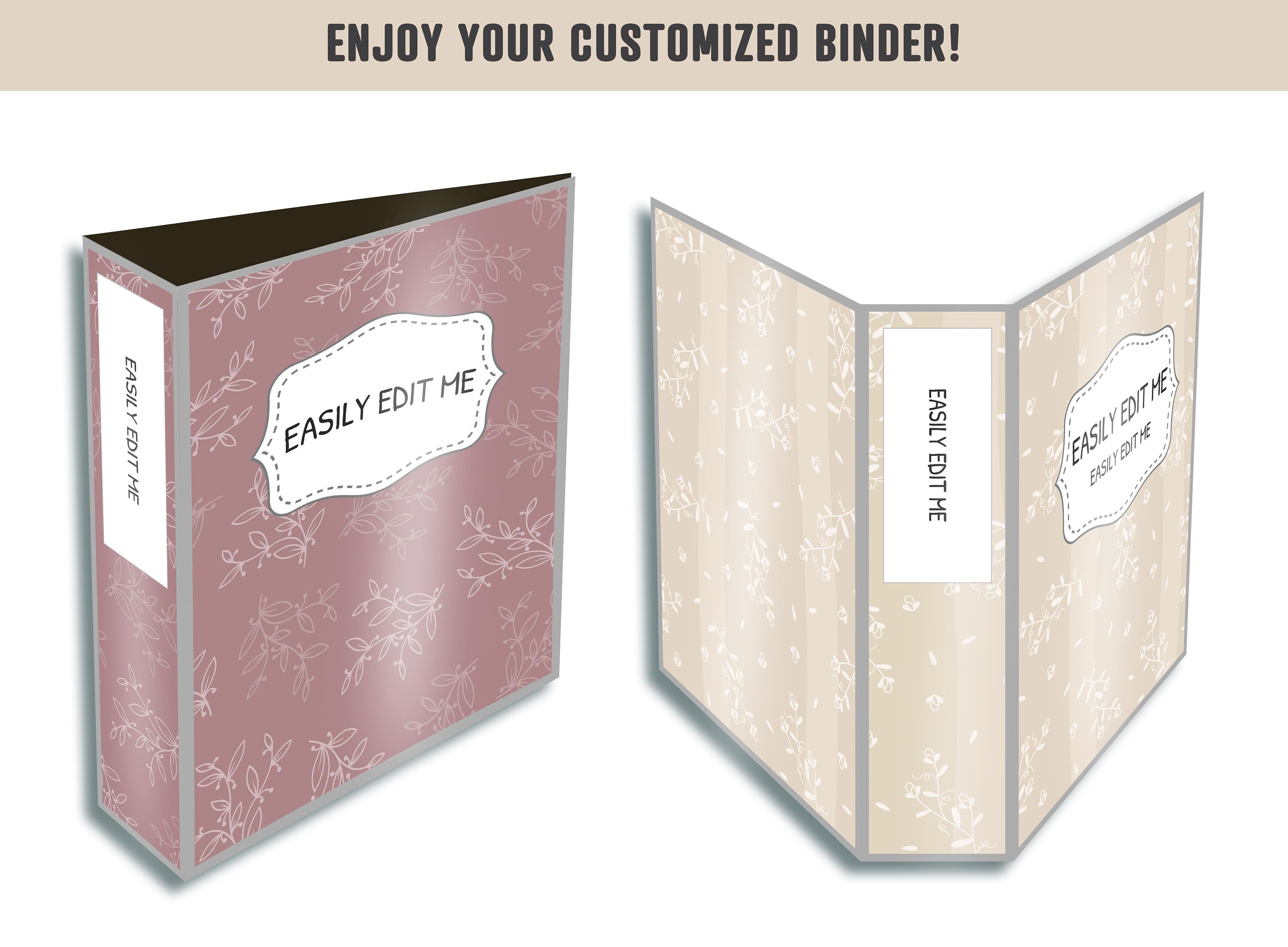 Floral Binder Cover 10 Printable & Editable Binder - Etsy