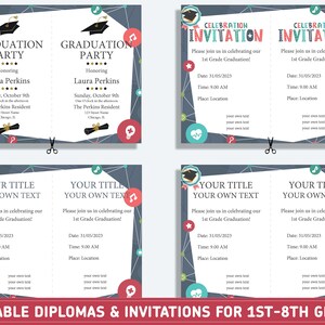 Editable 8th Grade Certificate, 1st to 8th Grade Diploma, Certificate ...