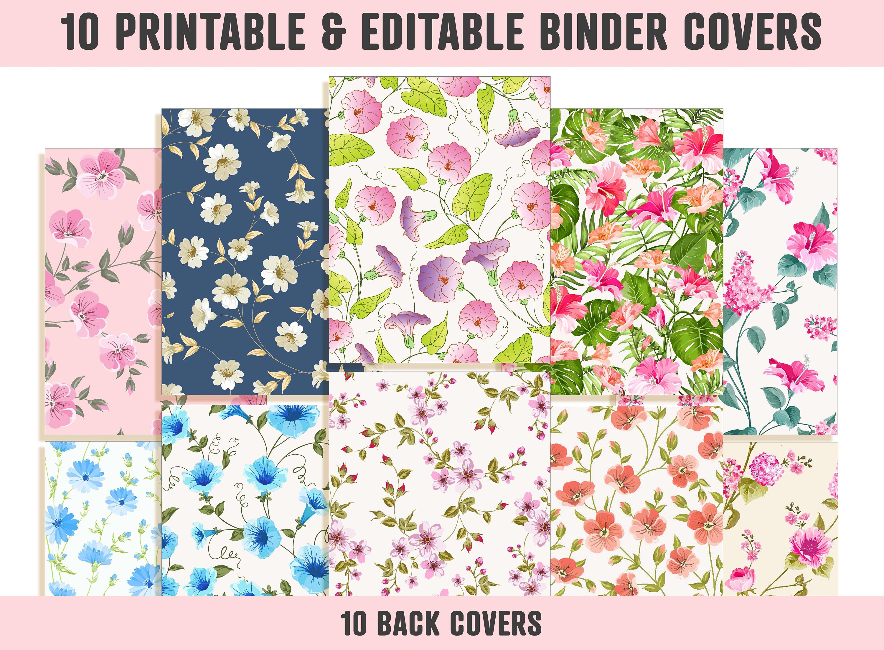 Planner Cover, 10 Printable & Editable Binder Coversspines, Teacher ...