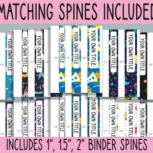 10 Editable Colorful Space Binder Covers, Includes 1, 1.5, 2" Spines ...