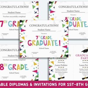 Editable 5th Grade Diploma, 1st to 8th Grade Diploma, Certificate of ...