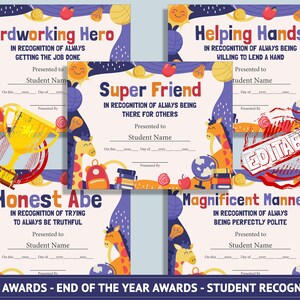 Editable Funny Classroom Awards, End of the Year Classroom Awards ...