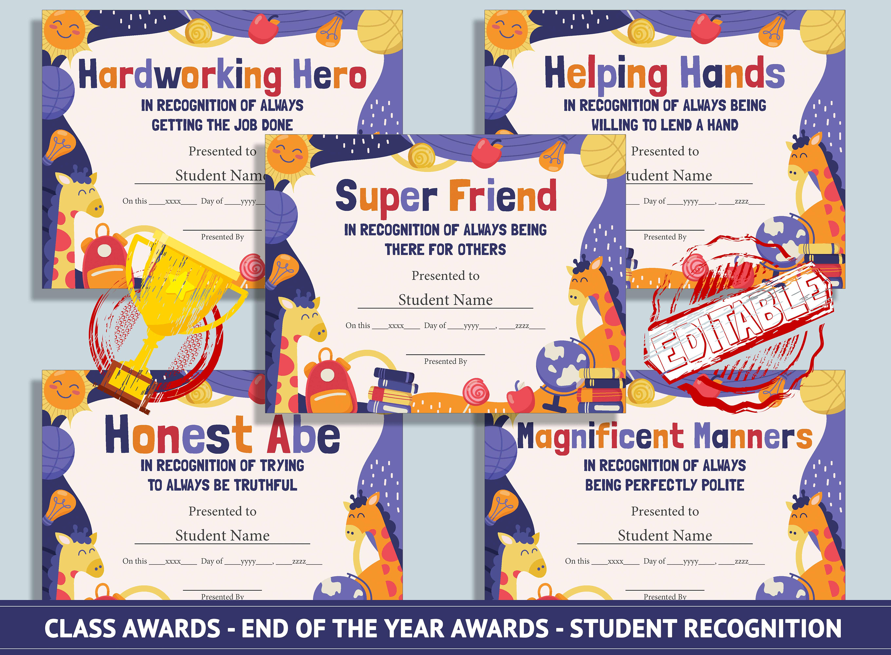 Editable Funny Classroom Awards, End of the Year Classroom Awards ...