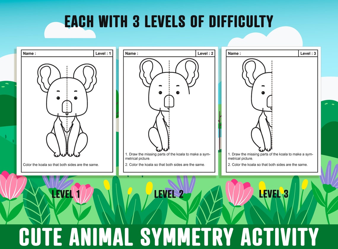 Cute Animal Symmetry Worksheet, Cute Animal Theme Lines of Symmetry ...