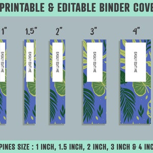 Tropical Leaves Binder Cover, 10 Printable/editable Binder Covers ...