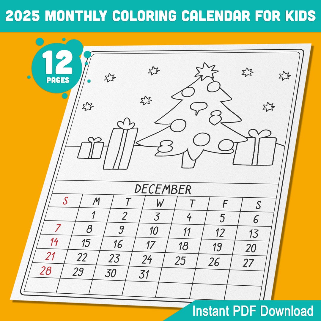 2025 Calendar Coloring Activity: Fun and Creative Monthly Themes ...