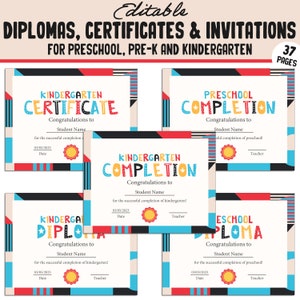 Editable End of the Year Certificates, Diplomas & Invitations for ...