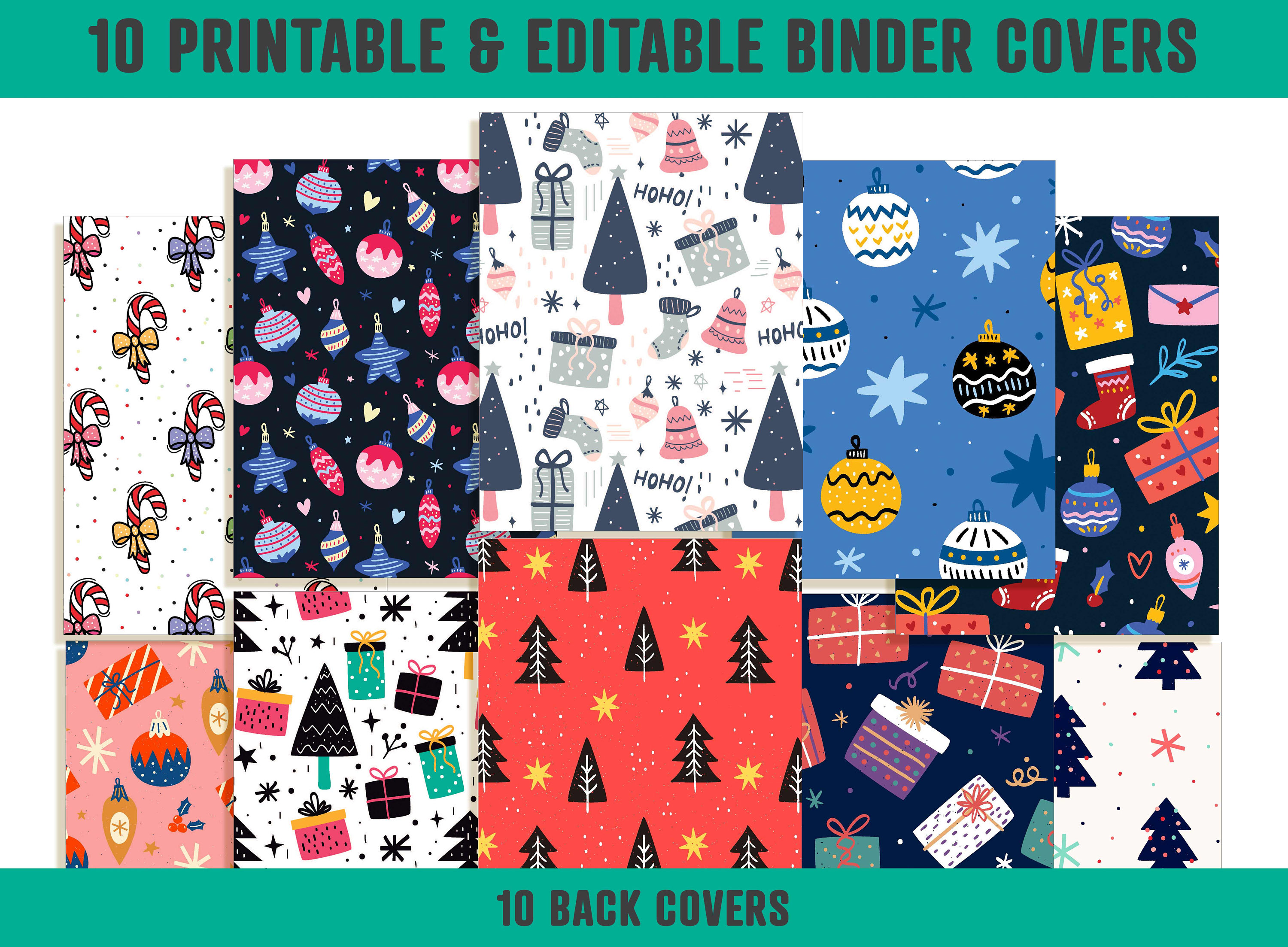 Christmas Binder Cover 10 Printable & Editable Coversspines - Etsy