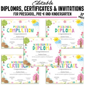 37 Editable Pre-k Certificates, Lovely Nature Themed, Kindergarten ...