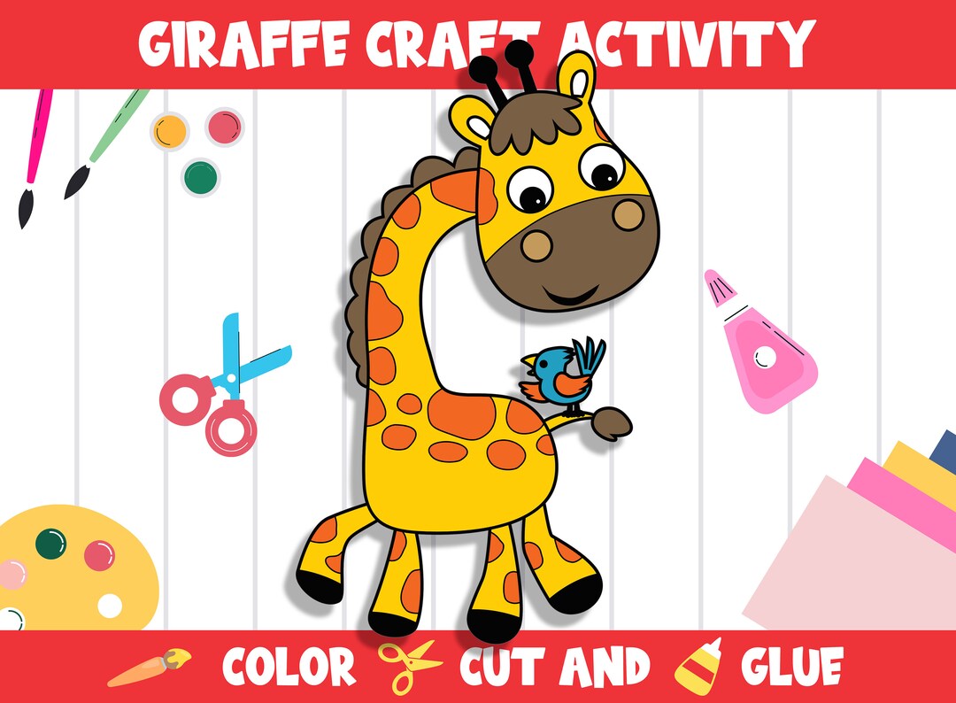 Cute Giraffe Craft Activity - Color, Cut, and Glue for Prek to 2nd ...
