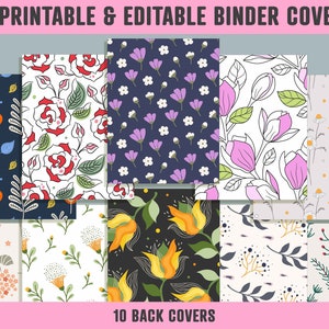 Floral Leaves and Geometric Shapes Binder Cover, 10 Printable/editable ...