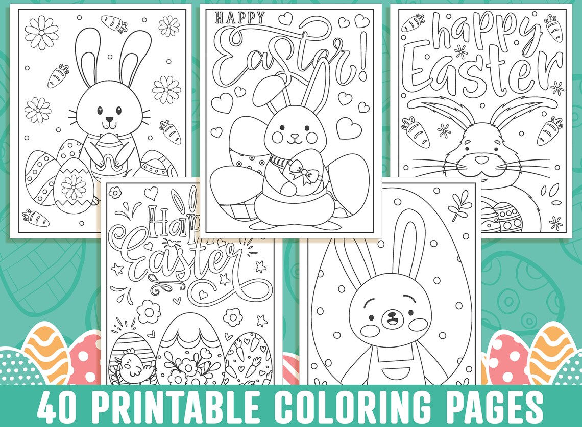 Easter Coloring Pages 40 Printable Easter Coloring Pages for | Etsy