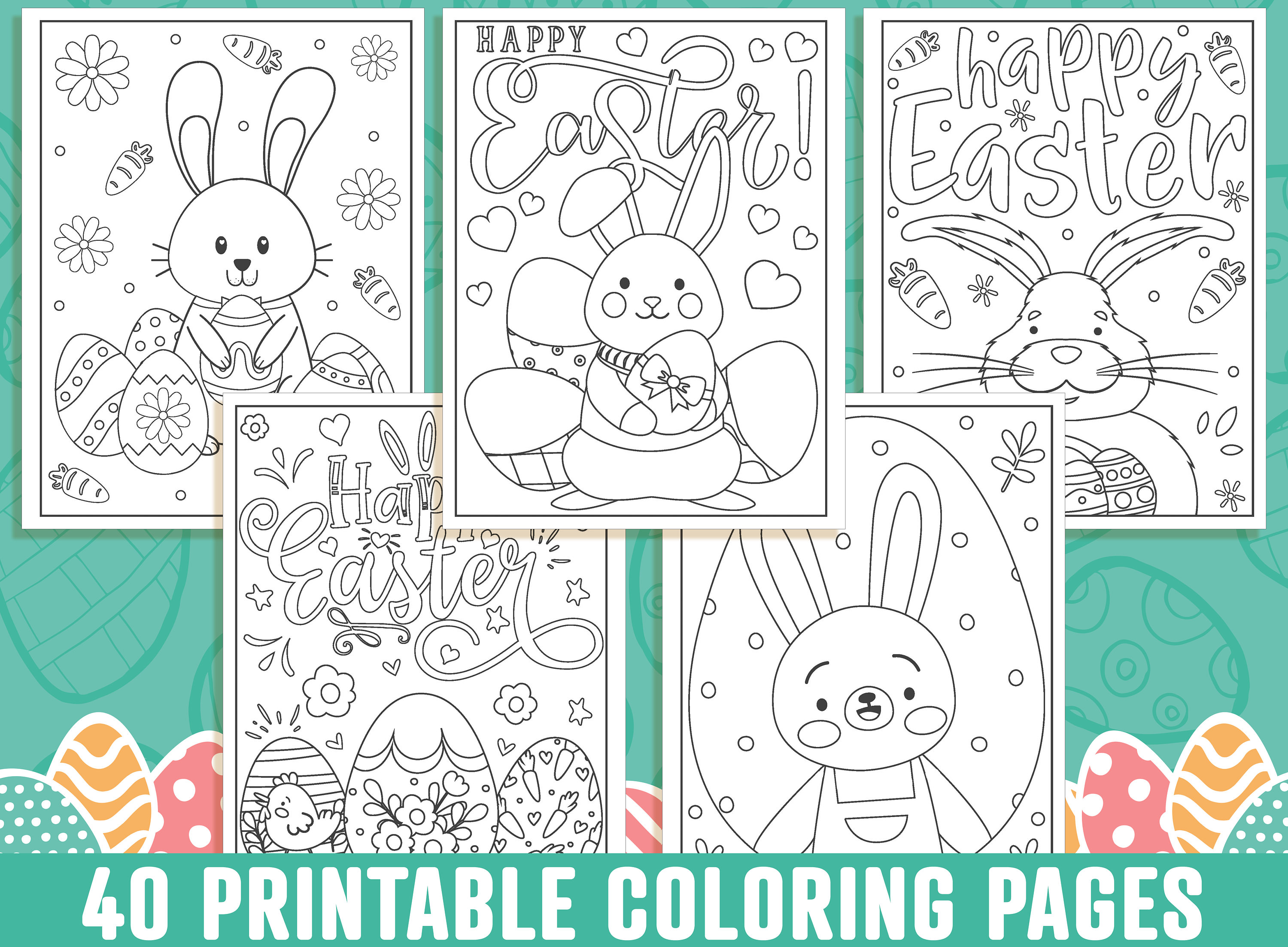 Easter Coloring Pages 40 Printable Easter Coloring Pages for - Etsy
