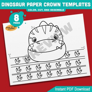 Dinosaur Paper Crown Templates – Printable Headband and Hat Craft for ...