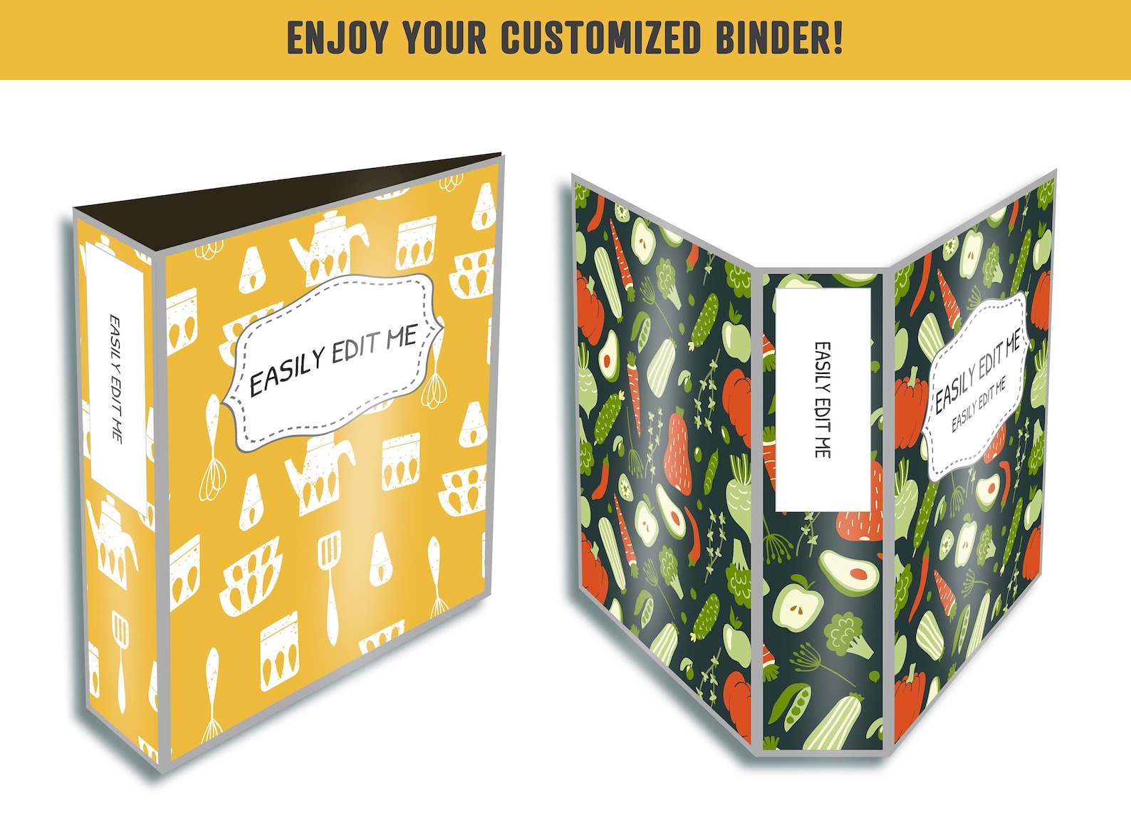 Cooking Binder Cover 10 Printable/editable Coversspines - Etsy
