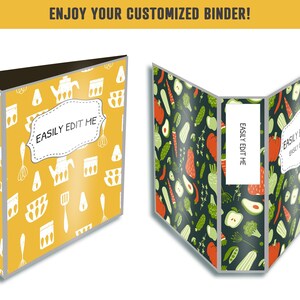 Cooking Binder Cover, 10 Printable/editable Covers+spines, Binder ...