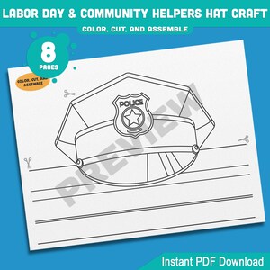Labor Day & Community Helpers Hat Craft, Printable Paper Crowns ...