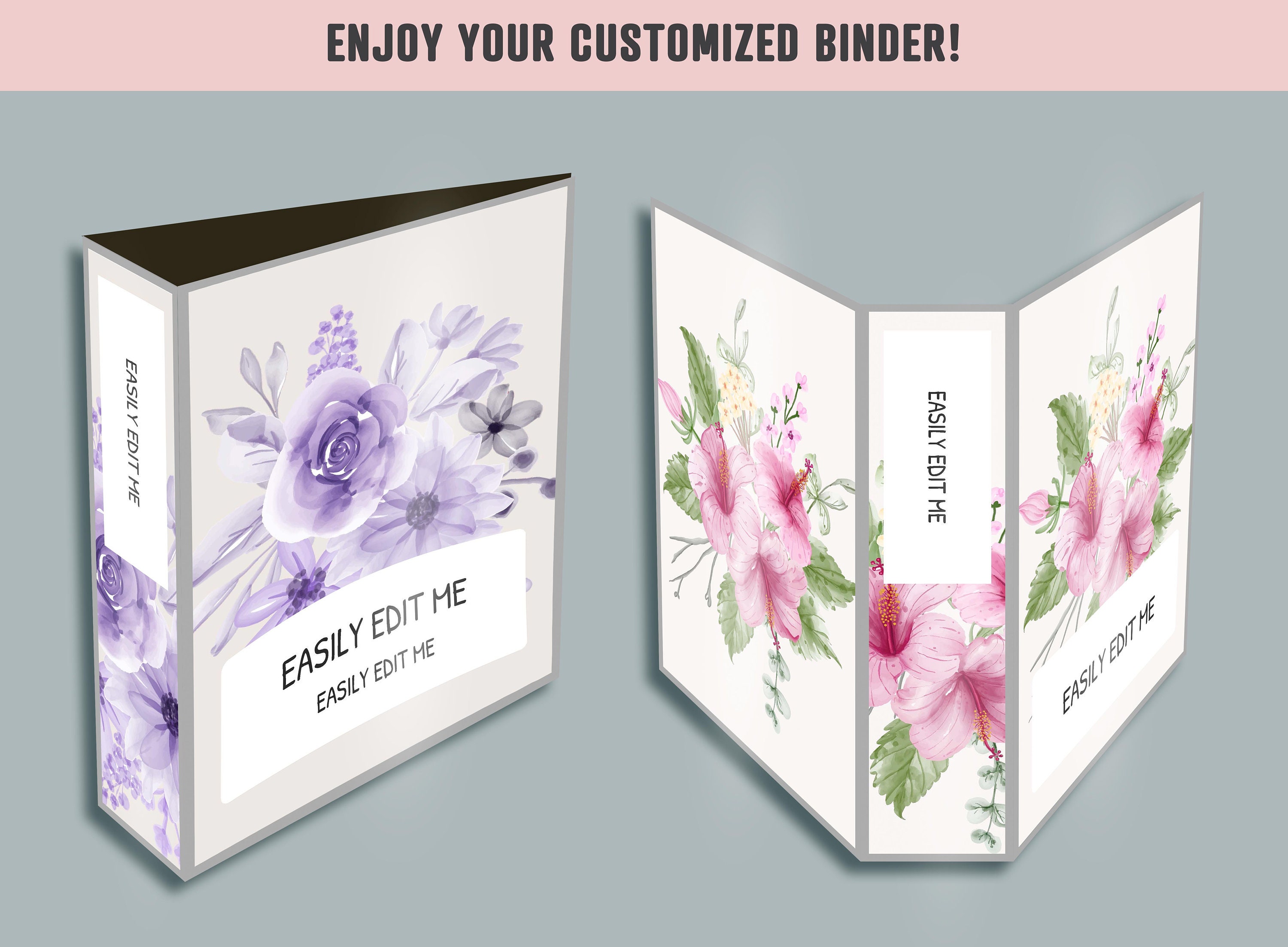 Floral Binder Cover 10 Coversspines Binder Cover Printable - Etsy