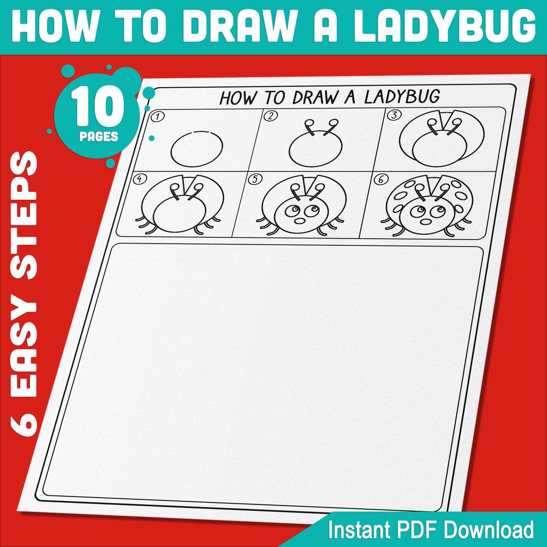 Learn How to Draw a Ladybug for Kids: 5-page Step-by-step Directed ...